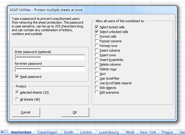ASAP Utilities For Excel Blog How To Protect Multiple Sheets At Once