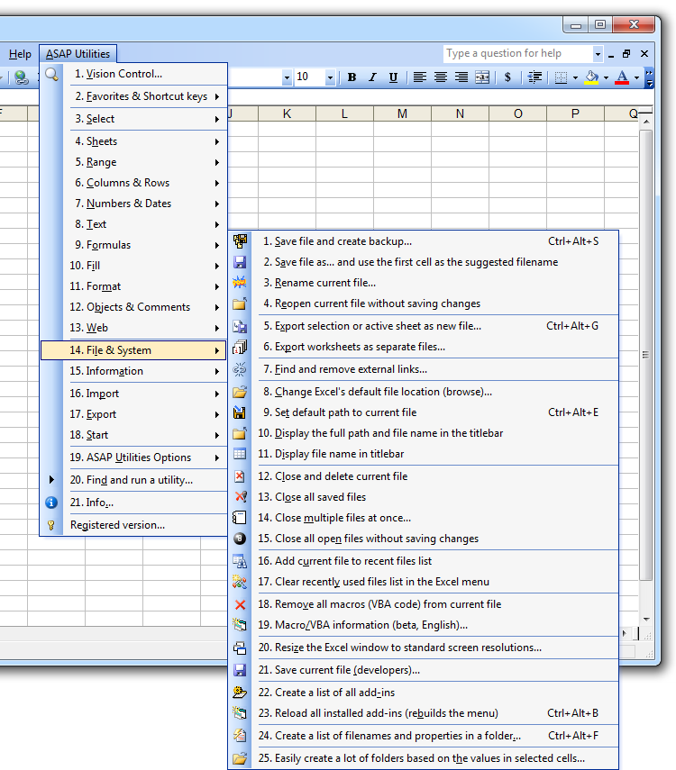 Asap Utilities For Excel “file And System” Utilities Asap Utilities Description Of Our Excel