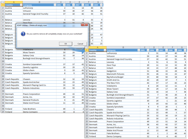 ASAP Utilities For Excel Blog Tip Quickly Remove Blank Rows From A Long List