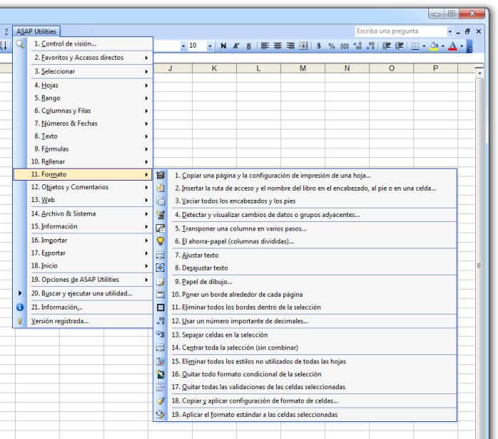 “Formato” utilities - ASAP Utilities, descripción de sus herramientas ...