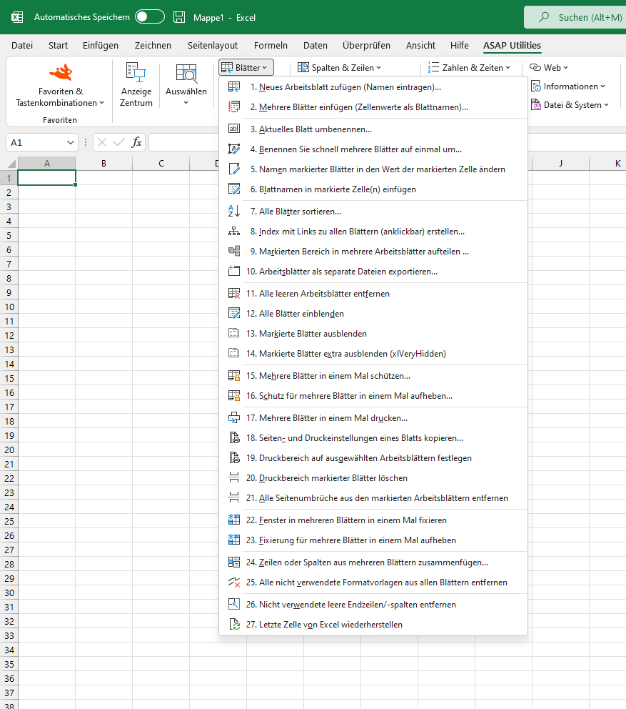 “Blätter” tools - ASAP Utilities, eine Beschreibung seiner Excel-Tools ... “Blätter” tools - ASAP Utilities, eine Beschreibung seiner Excel-Tools ...