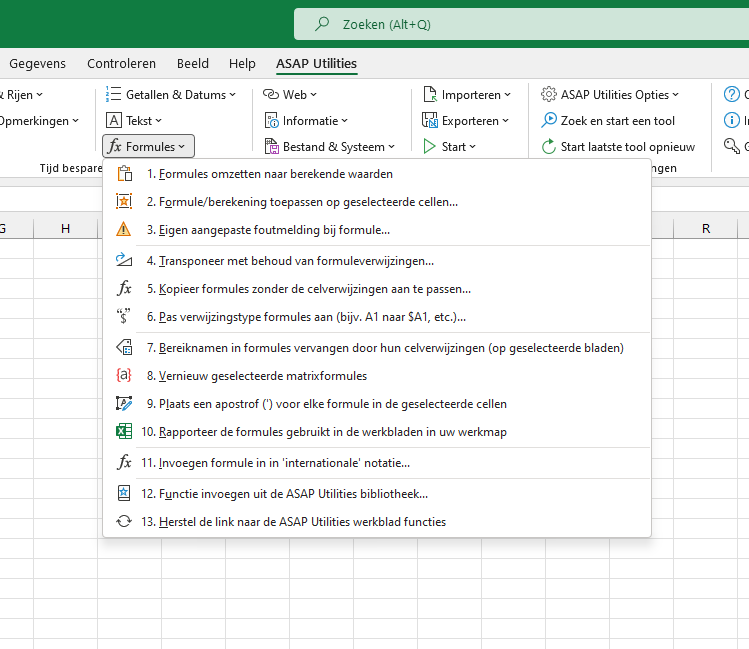 “Formules” tools voor Excel - Bijschrijving van de Excel tools in ASAP ...