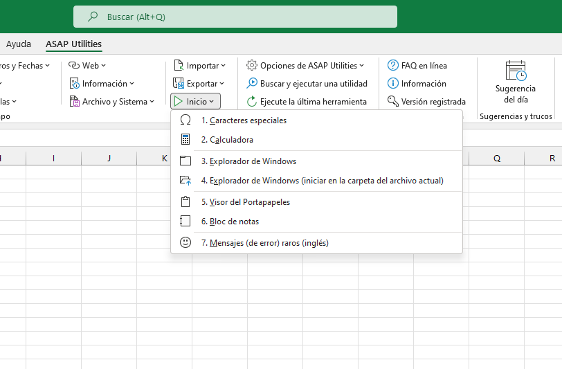 “Inicio” tools - ASAP Utilities, descripción de sus herramientas de ...