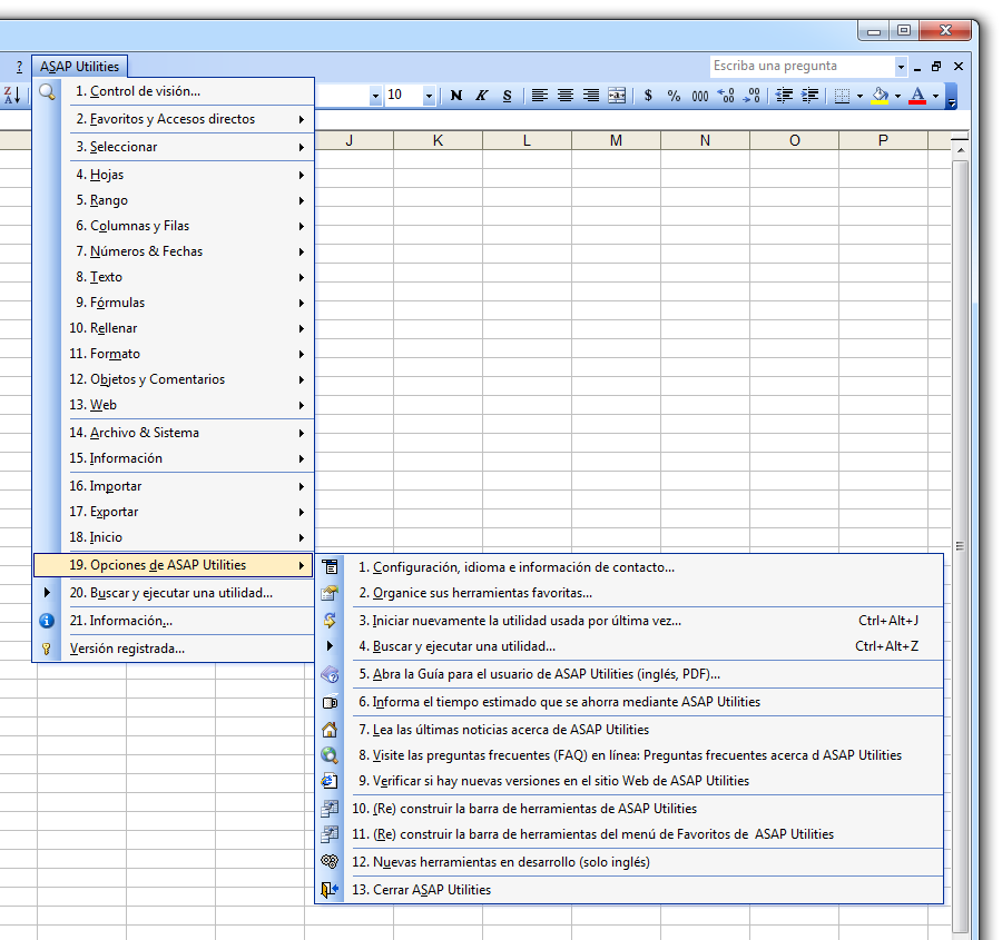 “Opciones de ASAP Utilities” utilities - ASAP Utilities, descripción de ...