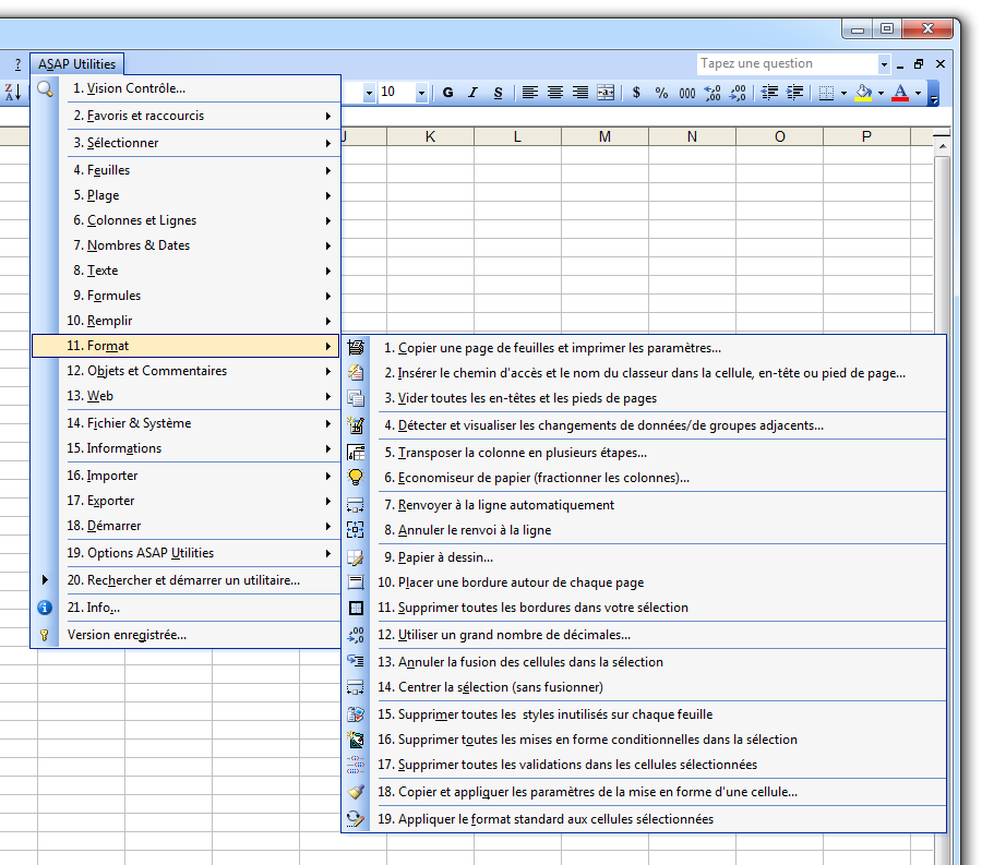 Format” Utilities Asap Utilities Description De Ses Outils Excel