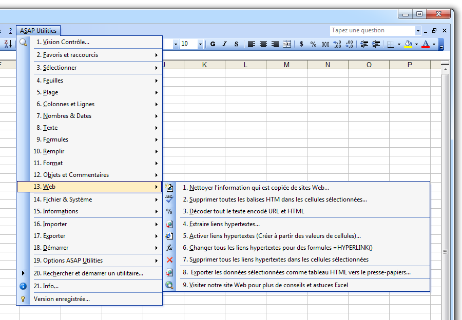 “Web” utilities - ASAP Utilities, description de ses outils Excel ...