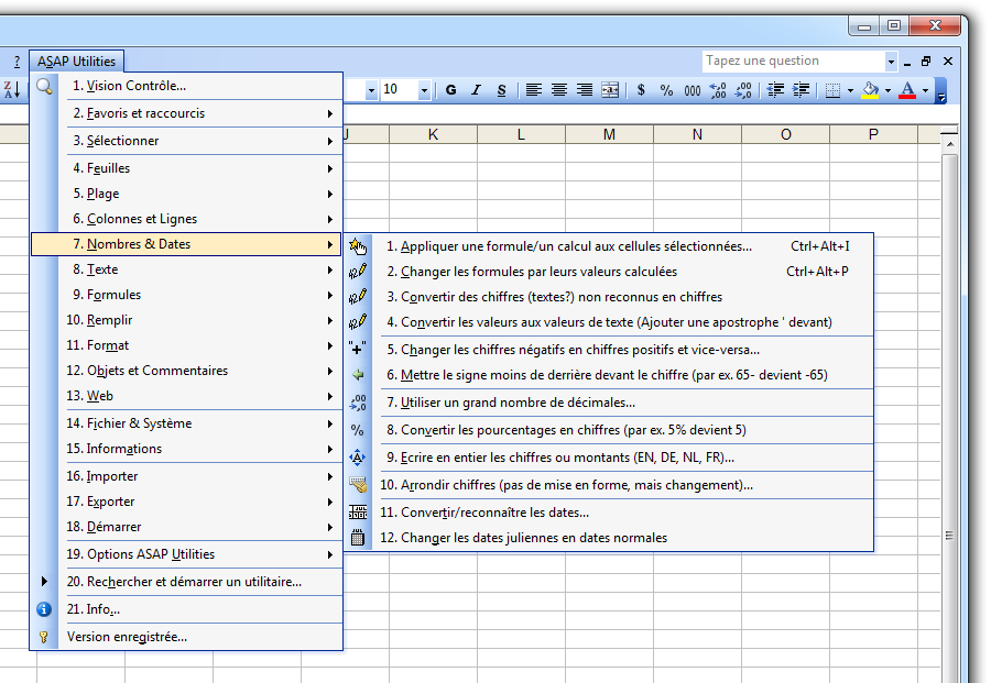 “Nombres et Dates” utilities - ASAP Utilities, description de ses ...