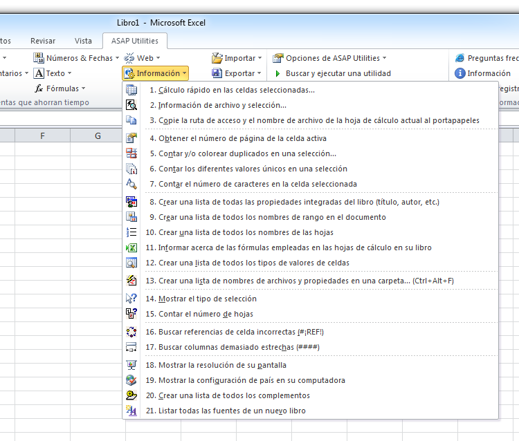 “Información” utilities - ASAP Utilities, descripción de sus ...
