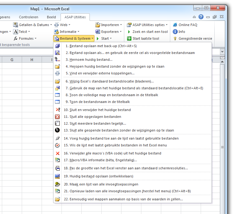 “Bestand & Systeem” utilities - Bijschrijving van de Excel tools in ...