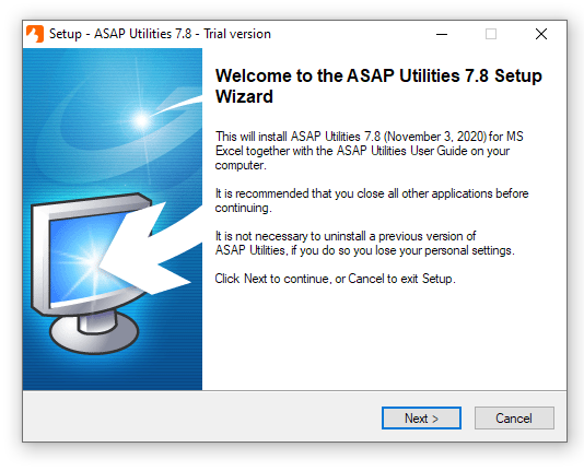 ASAP Utilities for Excel - Detailed step by step installation