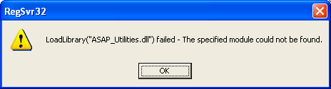 ASAP Utilities for Excel - Error during setup: LoadLibrary("ASAP_Utilities.dll") failed ...